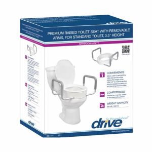 Drive Medical Elevated Raised Toilet Seat with Removable Padded Arms ...